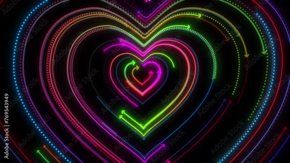 Heart Shape Vj Loop Animation With Dot Particle Rotate And Moving On ...