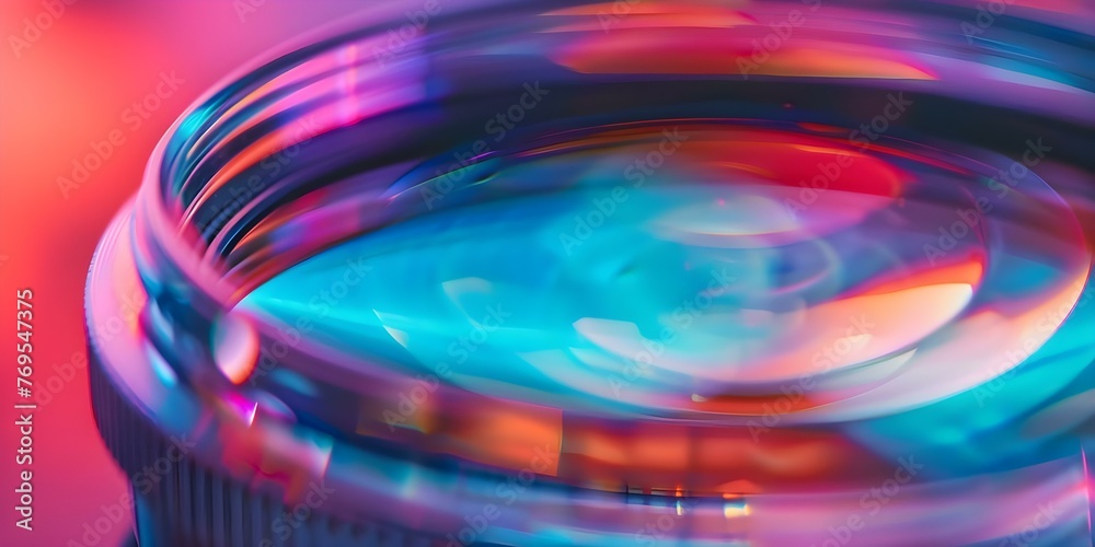 Closeup of a DSLR zoom lens showcasing precise calibration and colorful ...
