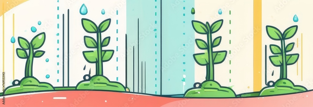 A series of cartoon plants are shown in different stages of growth. The ...