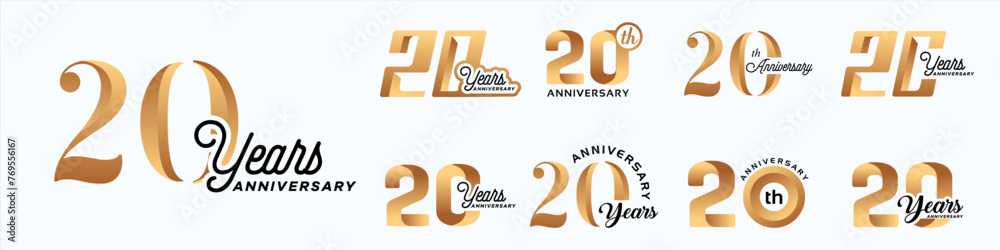 Collection of 20th Anniversary vector template designs with various ...