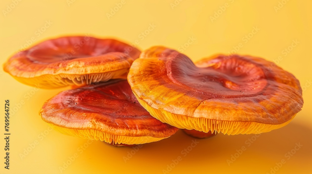 Reishi mushroom on pastel background ganoderma lucidum beauty in soft ...