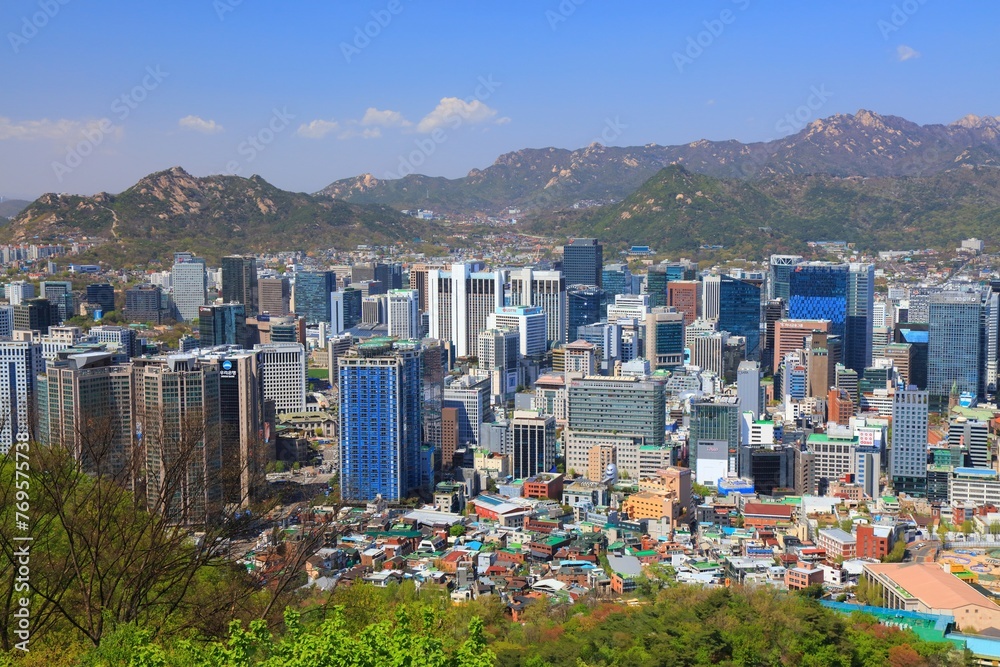 SEOUL, SOUTH KOREA - APRIL 8, 2023: Seoul cityscape in South Korea ...