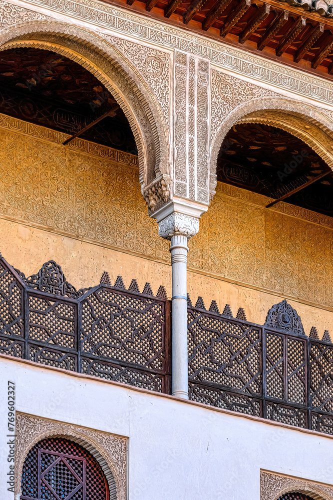 Islamic style architecture of an interior porch in Alhambra, Spain ...