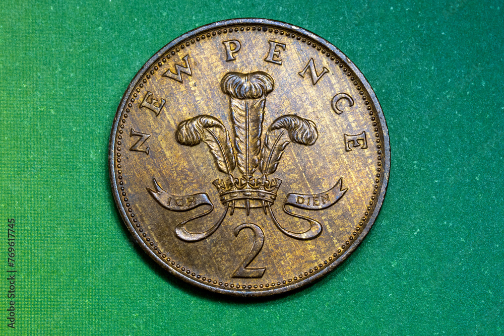 A rare two new pence coin from 1977 with the badge of the prince of ...