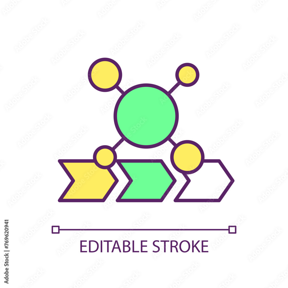 Synthesis catalysis RGB color icon. Chemical reaction. Catalyst ...