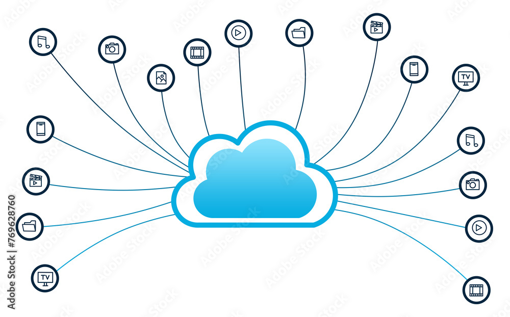 Cloud with lines and circles clipart. The concept of cloud service ... Cloud with lines and circles clipart. The concept of cloud service ...