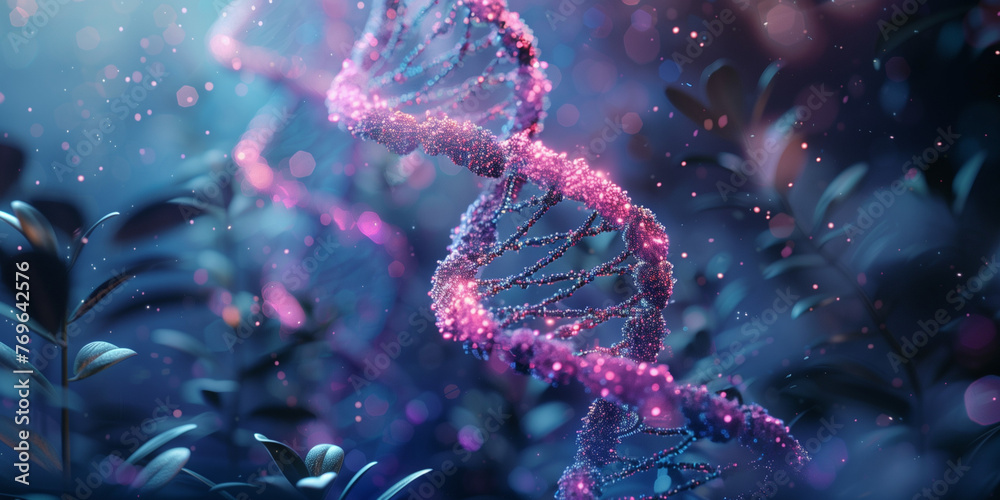 DNA sequence. Molecules structure dna code. Dna helix enlarged model in ...