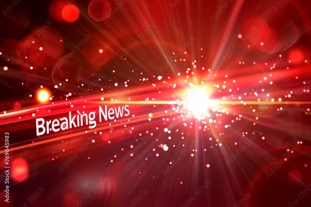 A vibrant red and black background showcases a striking breaking news ...