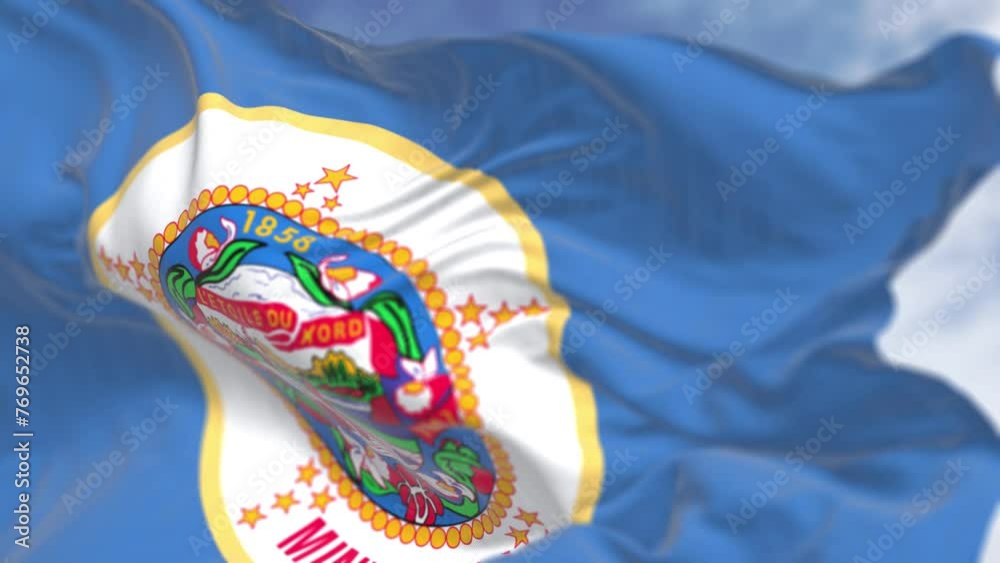 Close-up of Sri Lanka national flag waving on a clear day. Green and ...