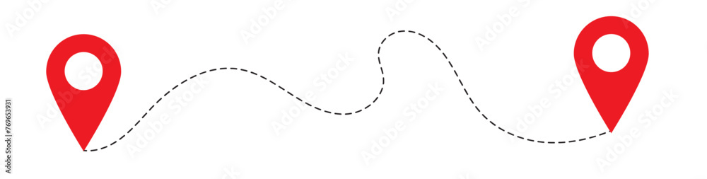 dash line between two Location Pin transparent background Stock Vector ...