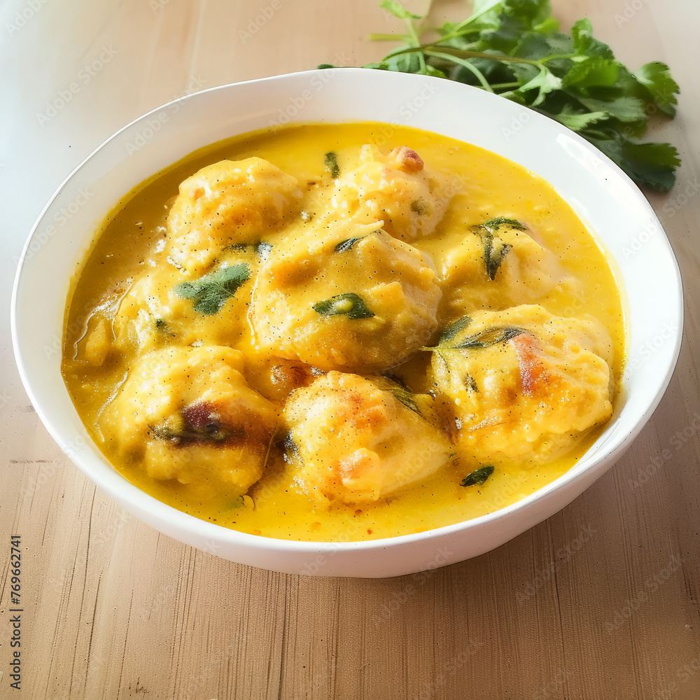 Kadhi Pakora, a flavorful Punjabi dish with deep-fried fritters in ...