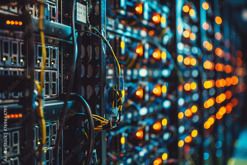 minimalist shot featuring the orderly arrangement of server racks in a ...