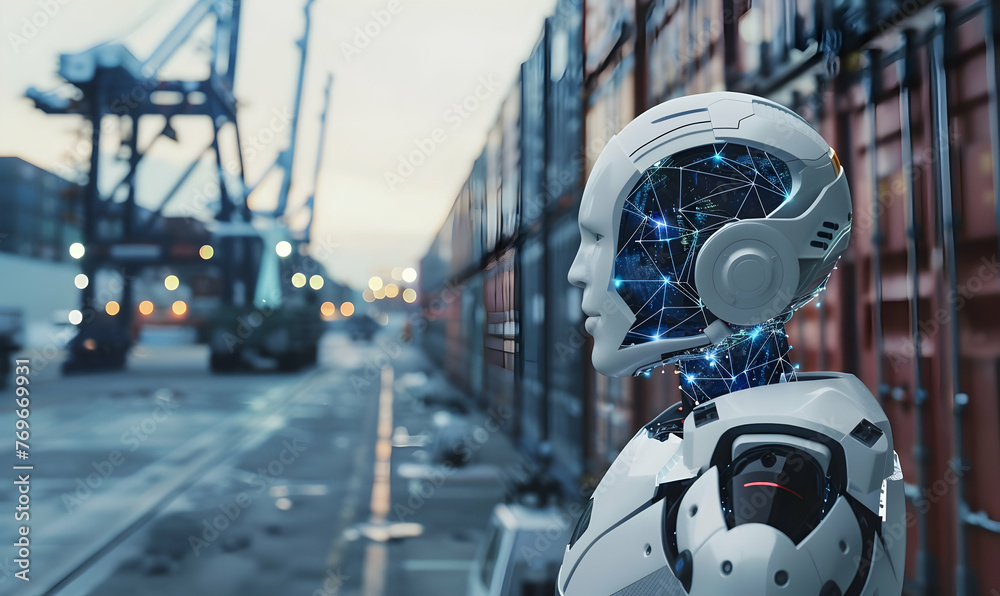 Chat AI bot. Ai tech for futurist automatic transportation logistics ...