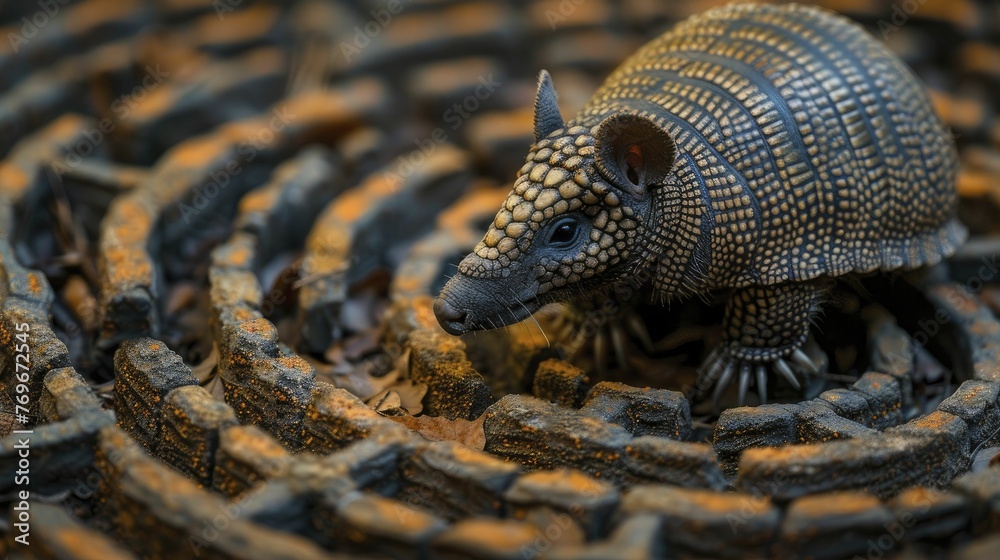 Witness the resilient armadillo traversing the maze, symbolizing ...