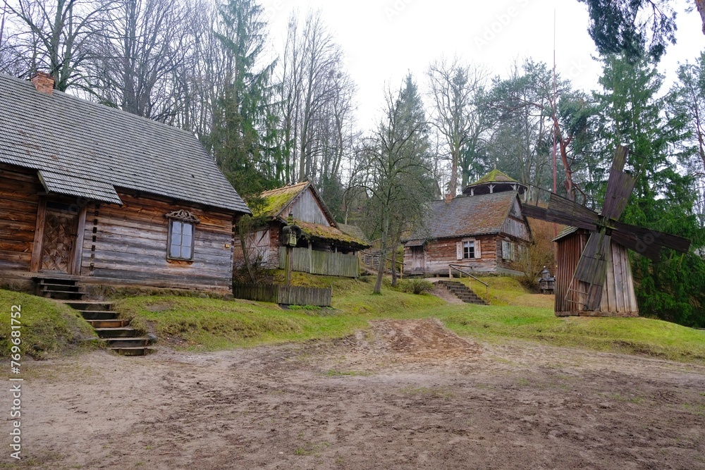 NOWOGROD, MASOVIA, POLAND - March 23, 2024: Open-air museum with ...