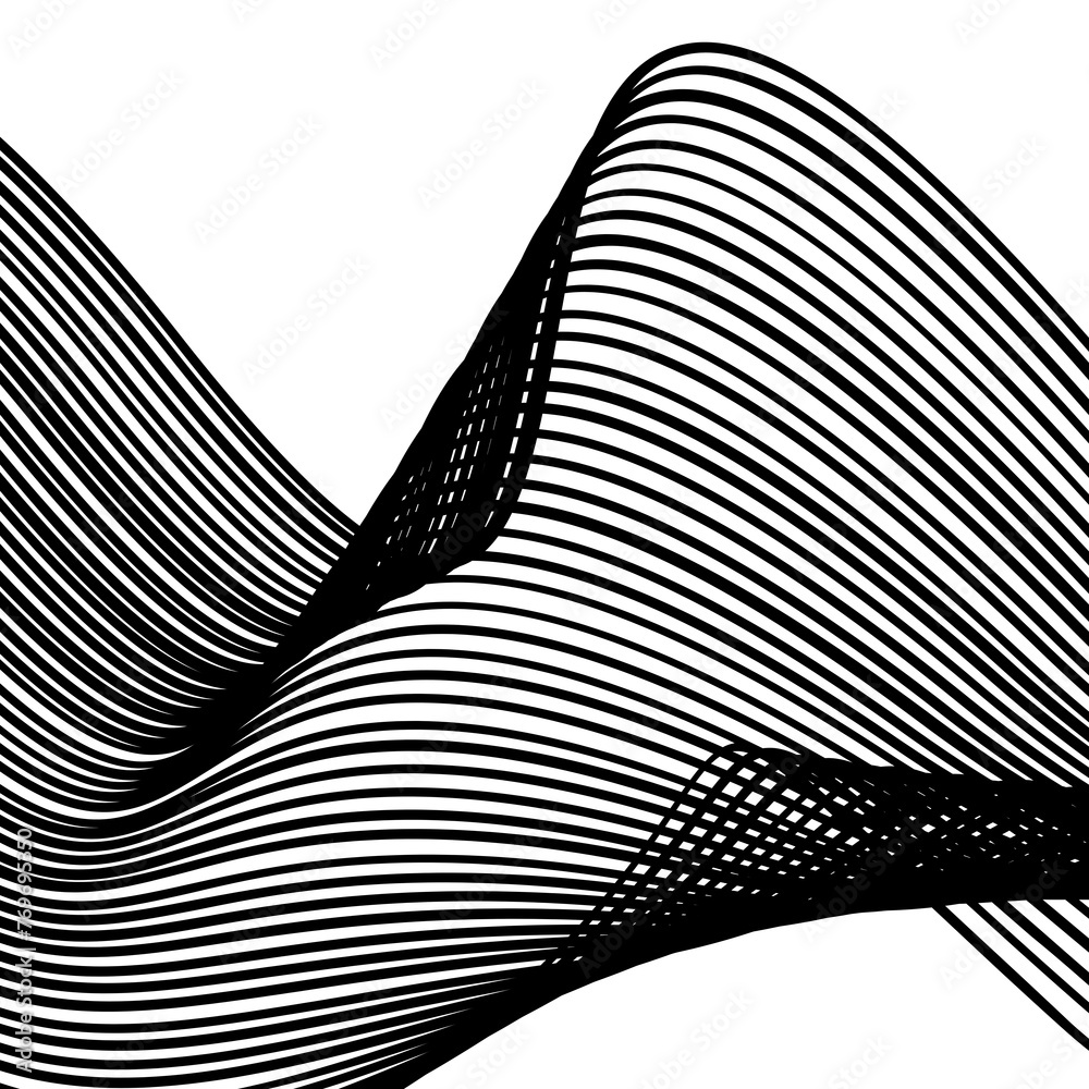 Technology abstract lines on white background. Undulate Grey Wave Swirl ...