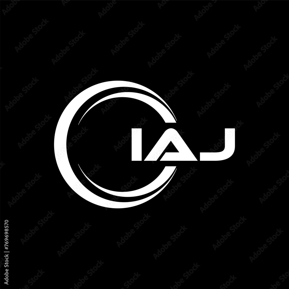 IAJ letter logo design with black background in illustrator, cube logo ...