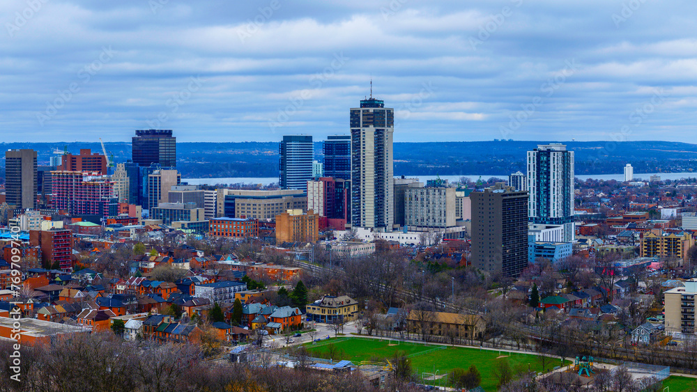 Hamilton, Ontario, city, skyline, downtown, building, horizon, Lake ...