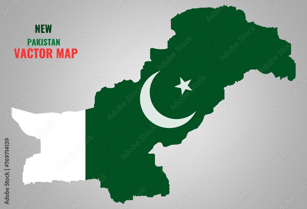 New Official Pakistan Map Including Kashmir Region with Flag Inside ...