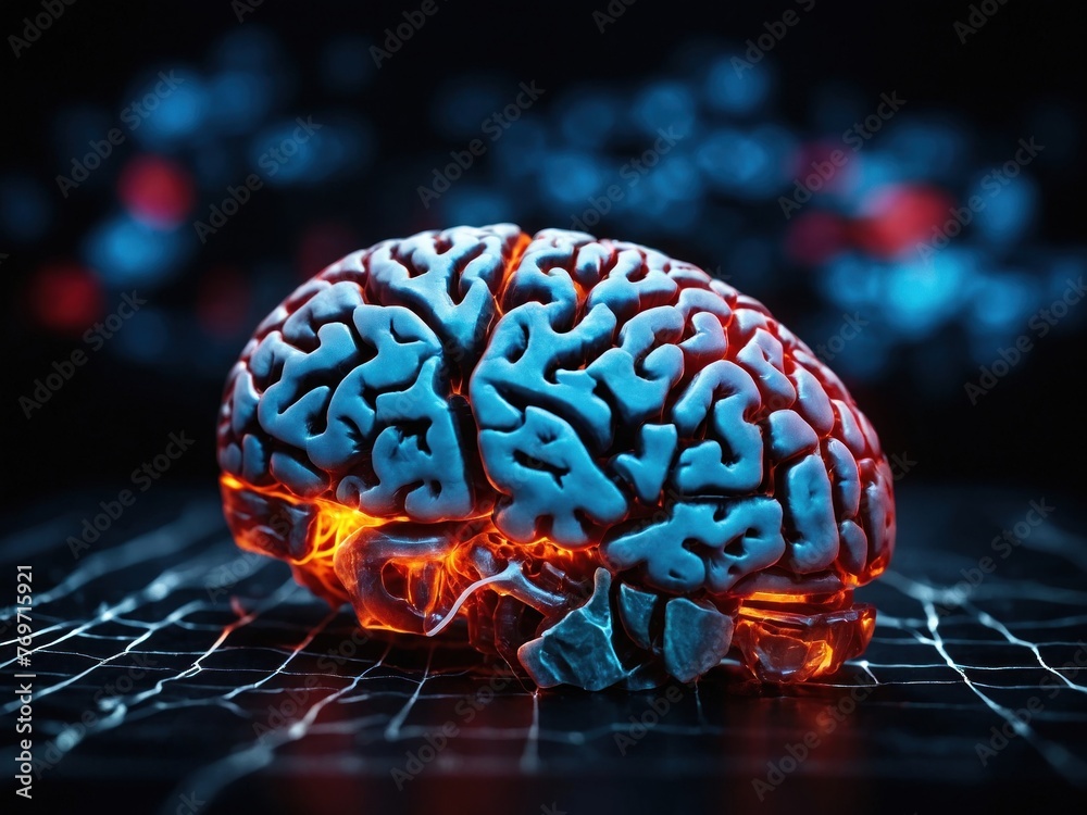 Radiographic image of the anatomy of the brain. Abstract illustration ...