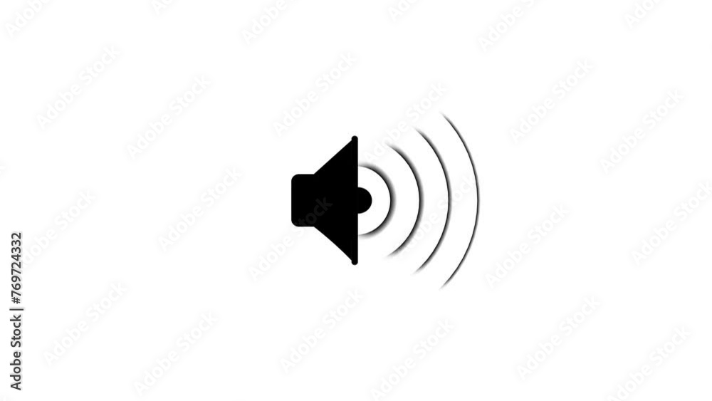 Speaker icon with sound waves animated on white background. Sound ...