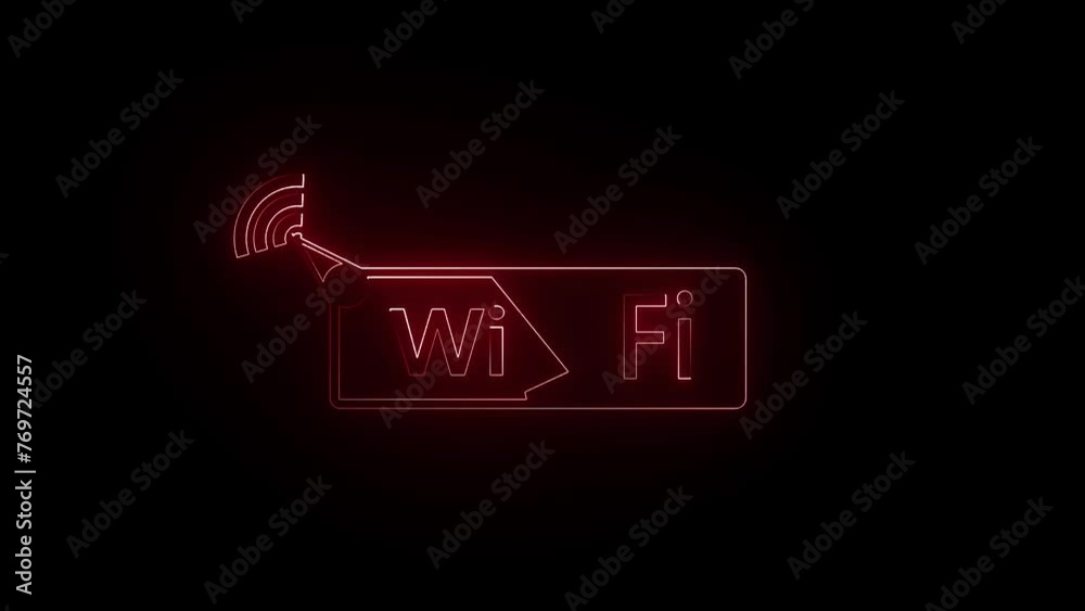 Glowing WiFi symbol animation design. Wireless technology concept ...
