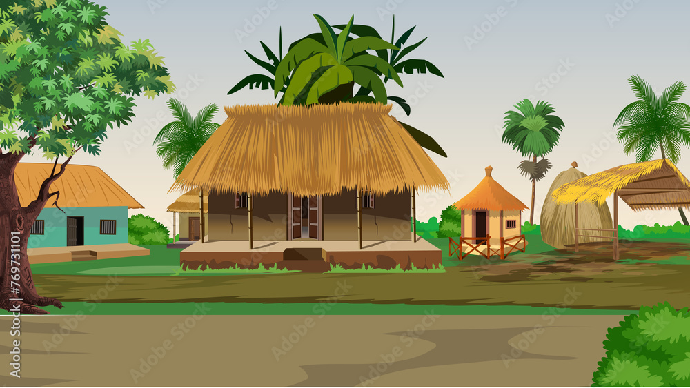 Indian village house background for cartoon animation | Background ...