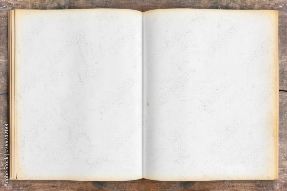 open old book with blank pages, blank pages of an open book, from above ...