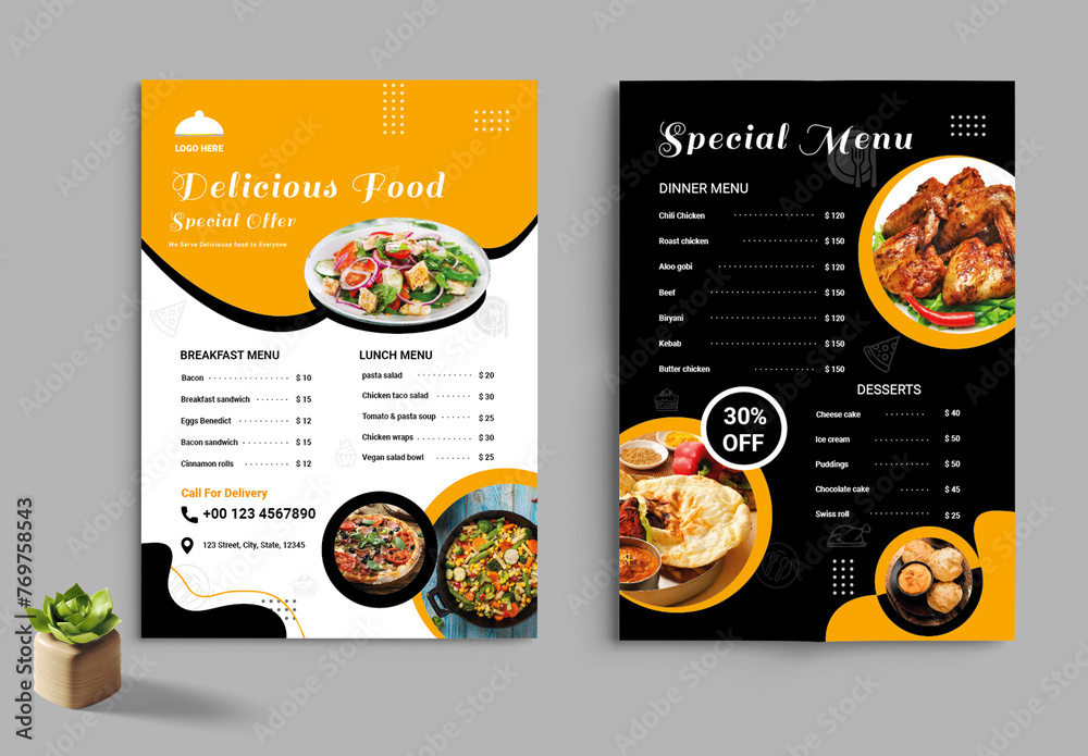 Food Menu Design Layout Stock Template | Adobe Stock