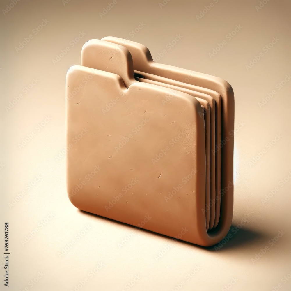A 3D clay icon of a file folder, designed in a simplistic and stylized ...