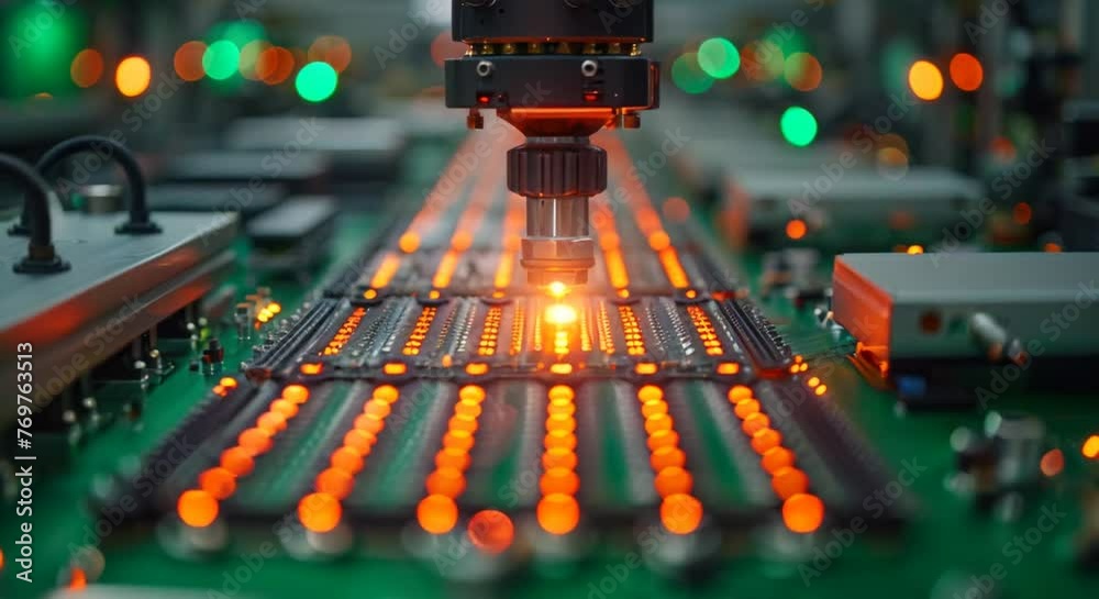 Automated PCB Assembly Line. Conveyor with Advanced High Precision ...