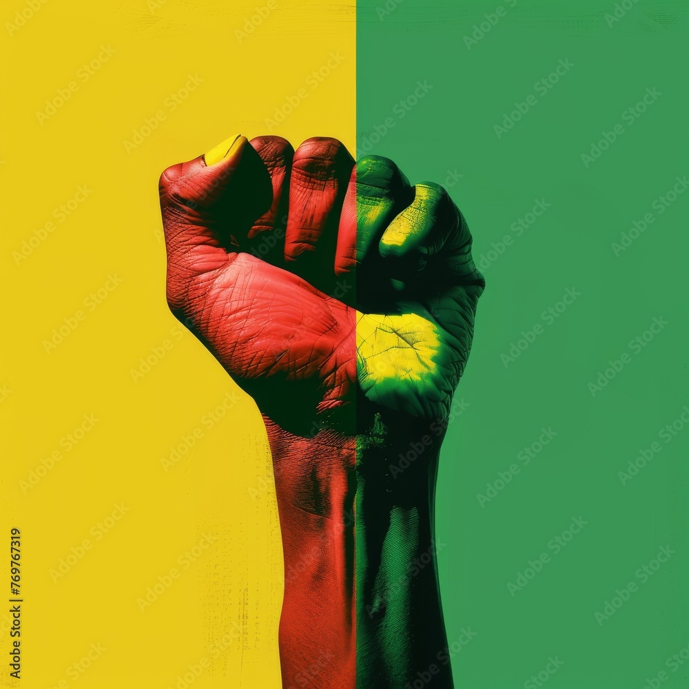 Raised Fist Painted with Pan-African Colors on Dual Background for ...