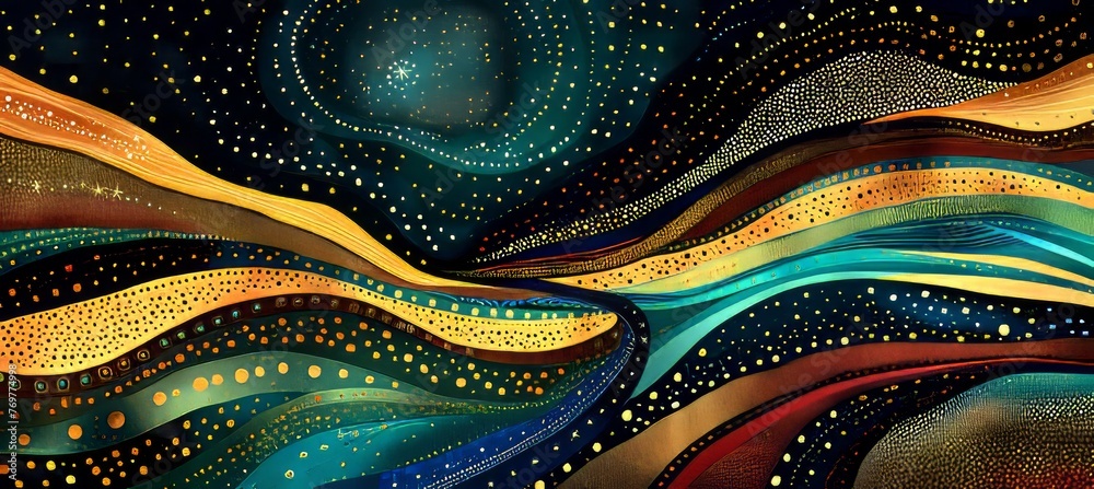 Abstract theme of Australian Indigenous Aboriginal art. Represent style ...