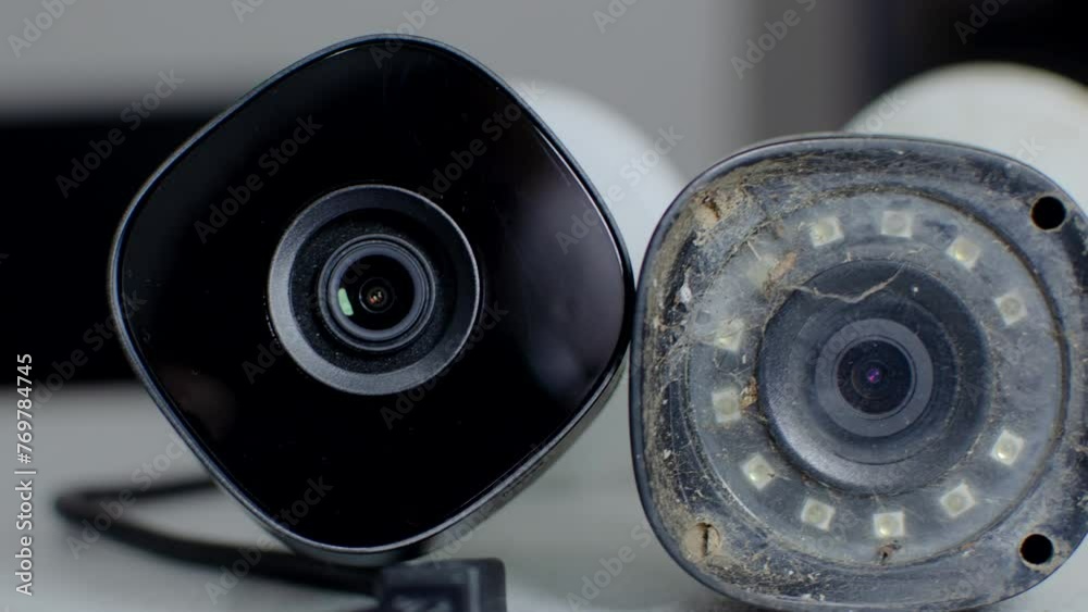 Vidéo Stock Security Camera - Detail of an old and modern security ...