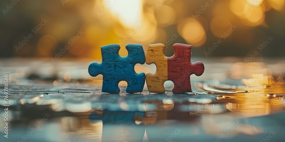 Two puzzle pieces coming together symbolizing unity in diversity ...