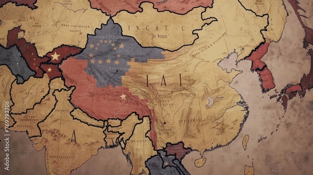 A YouTube video thumbnail featuring a map of China with its neighboring ...