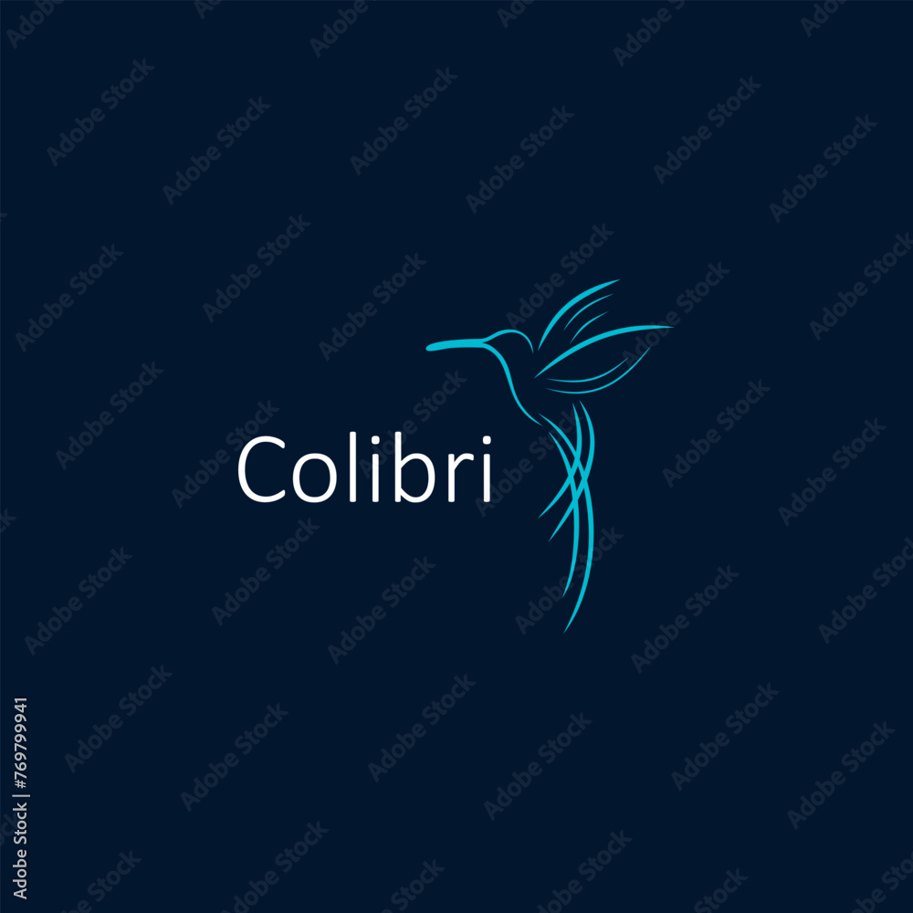 Colibri Logo isolated on dark blue background. Design colibri for logo ...
