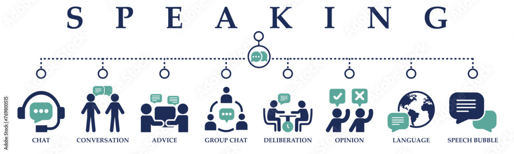 Vecteur Stock Speaking banner web solid icons. Vector illustration ...