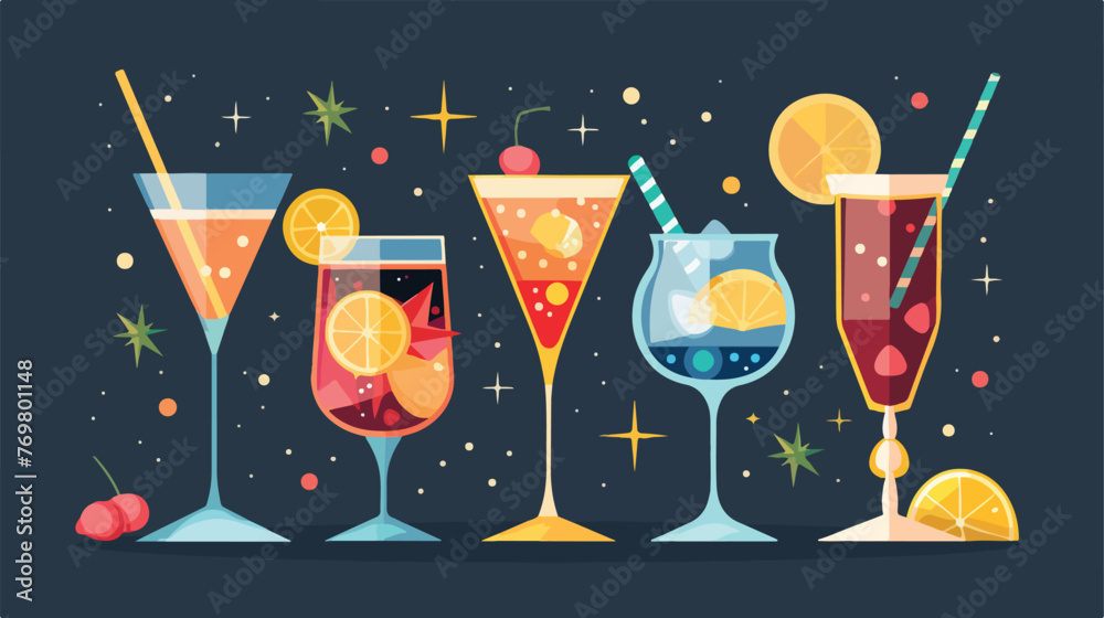 Cocktail night drink flat cartoon vactor illustrati Stock Vector ...