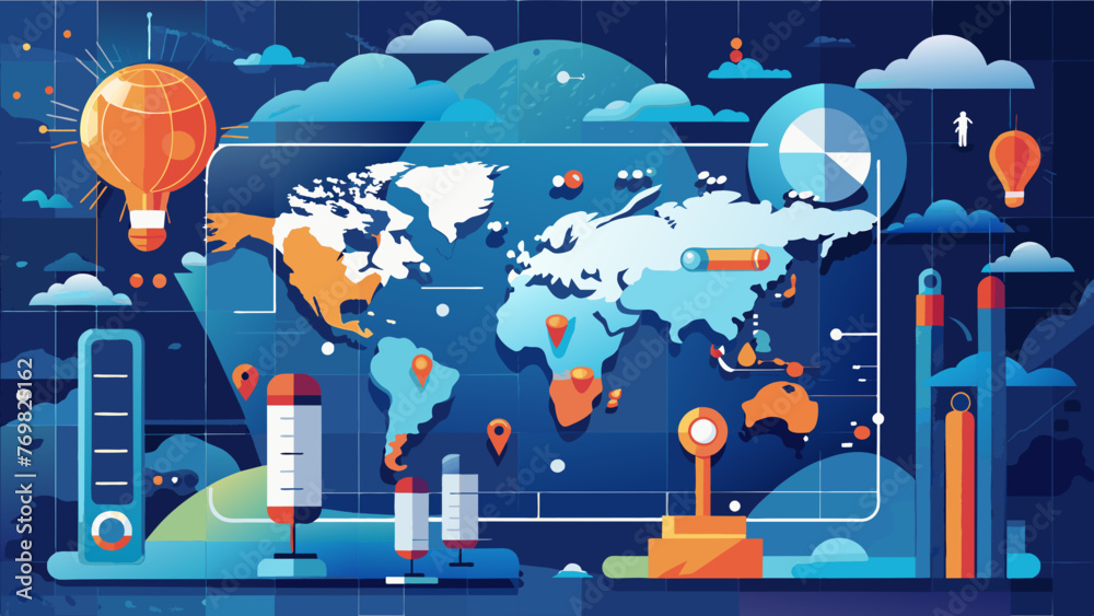 The global weather map displays real-time pressure and temperature ...