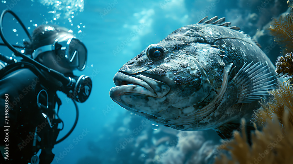 Ridiculously funny picture of a fish appearing to engage in a deep ...