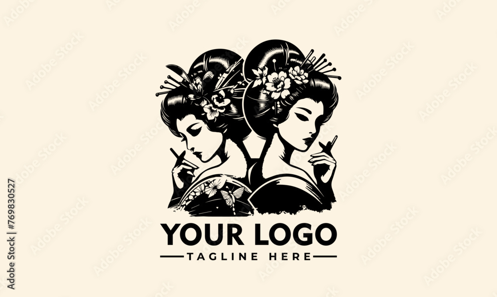 Fimale Character American vector logo design Beauty USA Character women ...