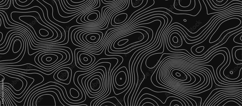 Abstract outline topographic contour map background. Dark texture ...