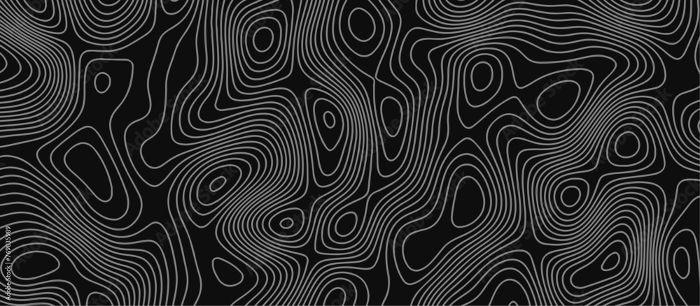 Abstract outline topographic contour map background. Dark texture ...