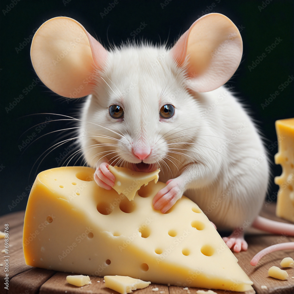 a funny cute little white mouse who accidentally enters the cheese ...