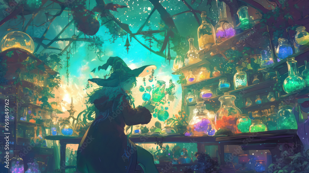 An alchemist's dream, where the periodic table is a living garden, and ...