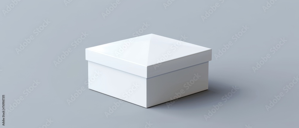 A high-resolution mockup of a white box set against a sleek grey ...