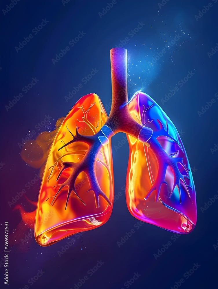Vibrant Air Flow Visualization of Animated Lungs in Medical Health App ...