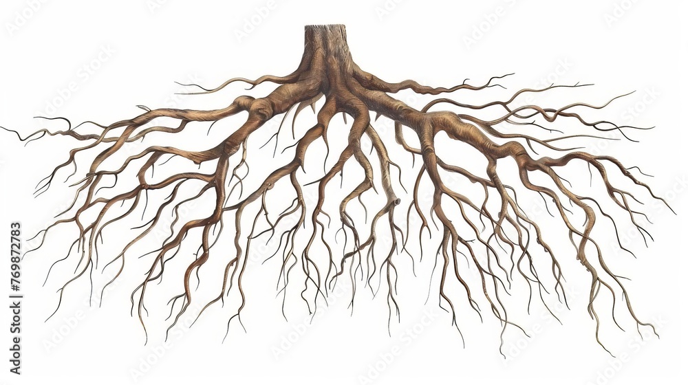 Isolated Tree Roots on White Background, Natural Organic Forms ...