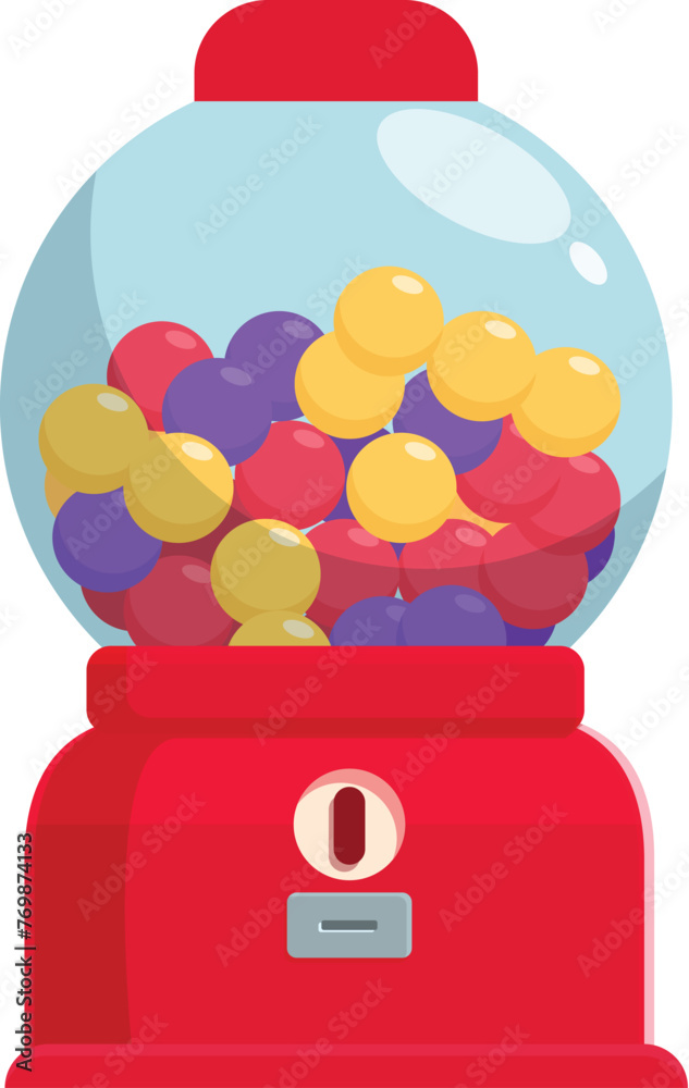 Red color machine icon cartoon vector. Bubble gum slot dispenser. Gum ...